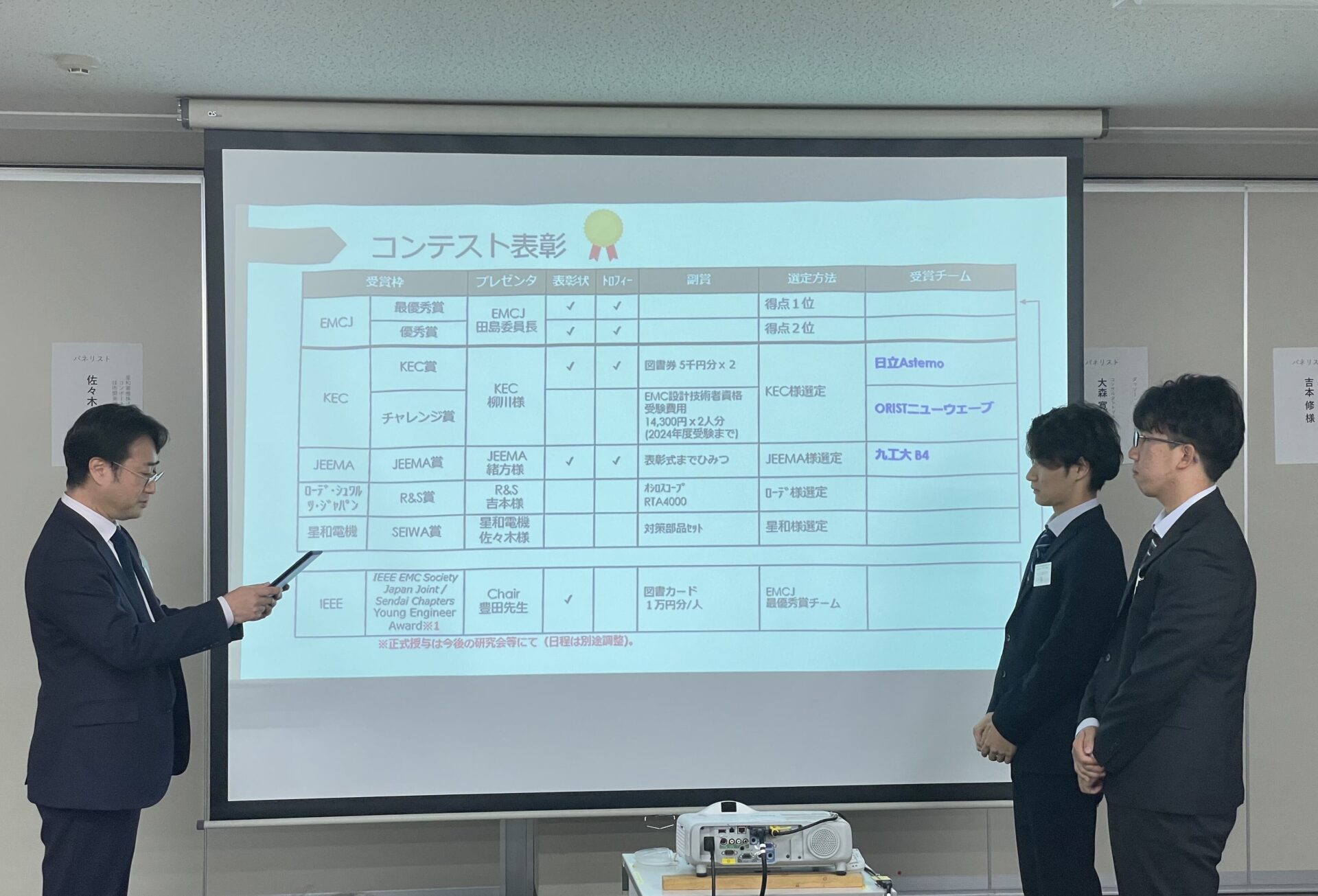 第4回EMC設計対策コンテストに学生4名が出場し、B4チームが日本電磁環境測定協会賞（JEEMA賞）を受賞、M1チームがSEIWA賞を受賞 ...